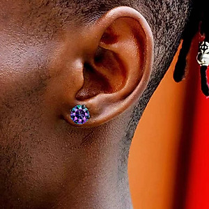 4 Pairs Black Screw Back of Earrings Cubic Zirconia Studs for Women Men 20G Can Wear Double Side Surgical Stainless Steel Hypoallergenic Jewelry (4 Pairs Black 6mm)