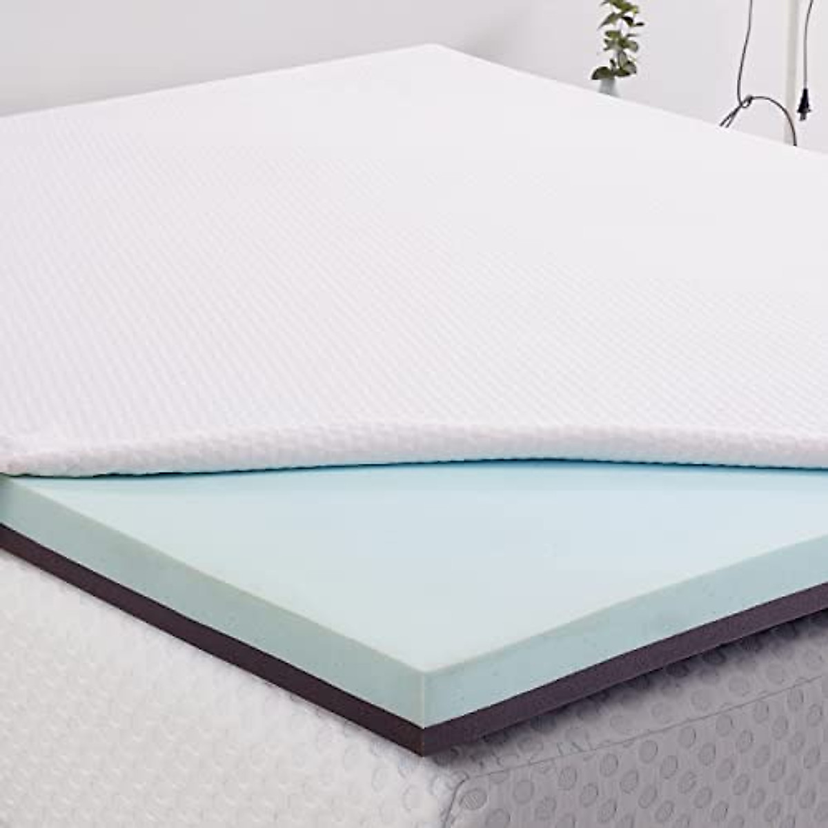 TEKAMON 3 Inch Memory Foam Mattress Topper California King Size,High Density Gel-Infused Cooling Foam Mattress Topper,with Removable & Washable Bamboo Fiber Cover