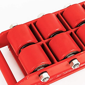 Industrial Machinery Mover, Machinery Mover Roller Dolly Skate with 360 Degree Rotation Cap (Red, 12T/26400)
