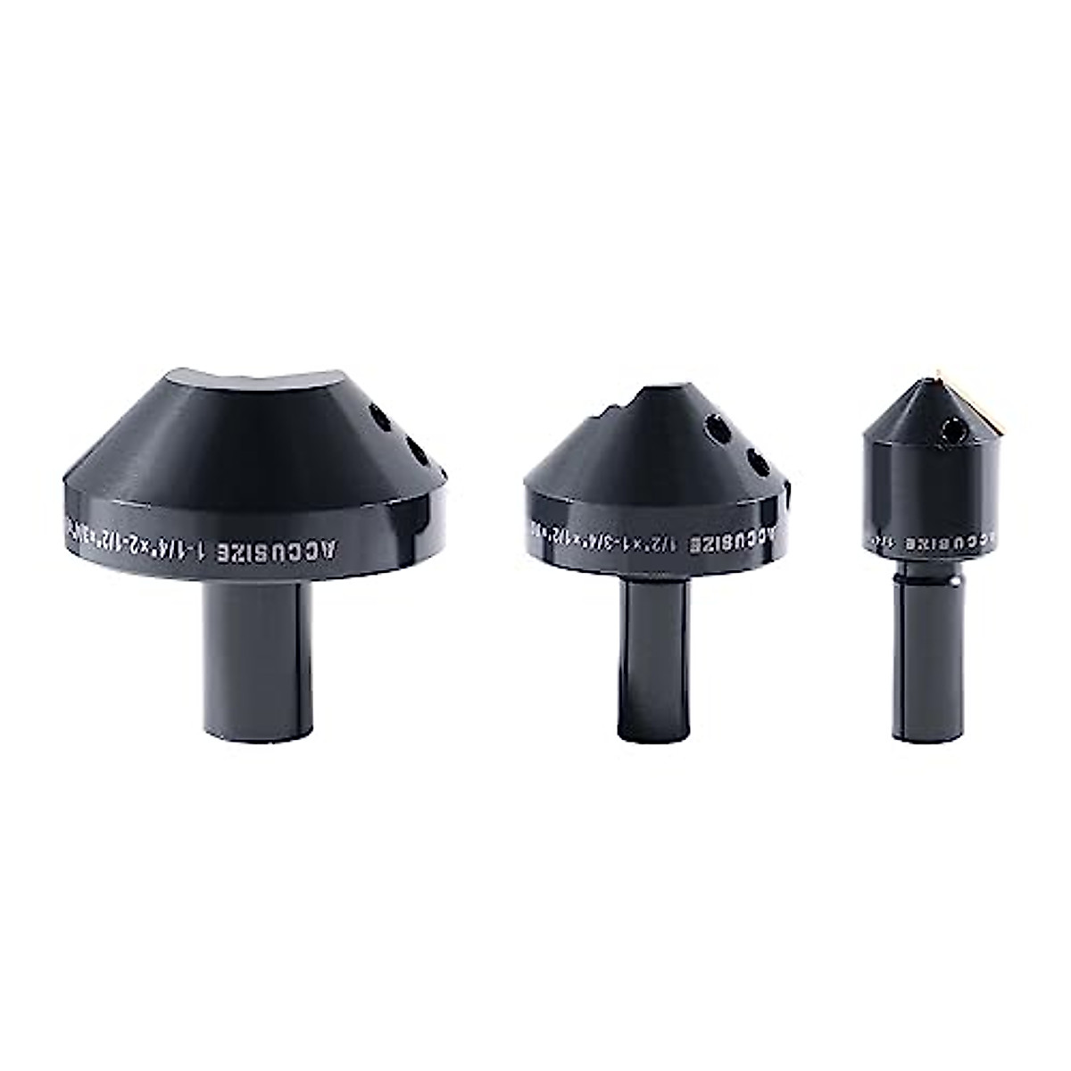 Accusize Industrial Tools 1/4'', 1/2'' and 1-1/4'' 90 Degree Indexable Carbide Countersinks, 0046-0990