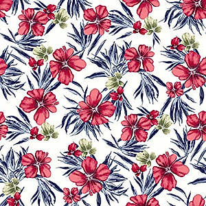 Texco Inc Wool Dobby Large Pattern/100% Poly No Stretch Floral Prints Woven Decoration Apparel Home/DIY Fabric, Offwhite Guava 2 Yards