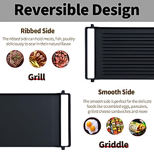 WB31X24998 WB31X24738 Griddle Replacement Parts For GE Stove Parts Top Griddle Plate, JXGRILL1 General Electric Gas Range Parts Reversible Cast Iron Center Griddle Flat Top Pan 1 Pack