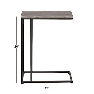 Deco 79 Wood Rectangle Accent Table with Black Metal Base, 19" x 10" x 26", Dark Brown