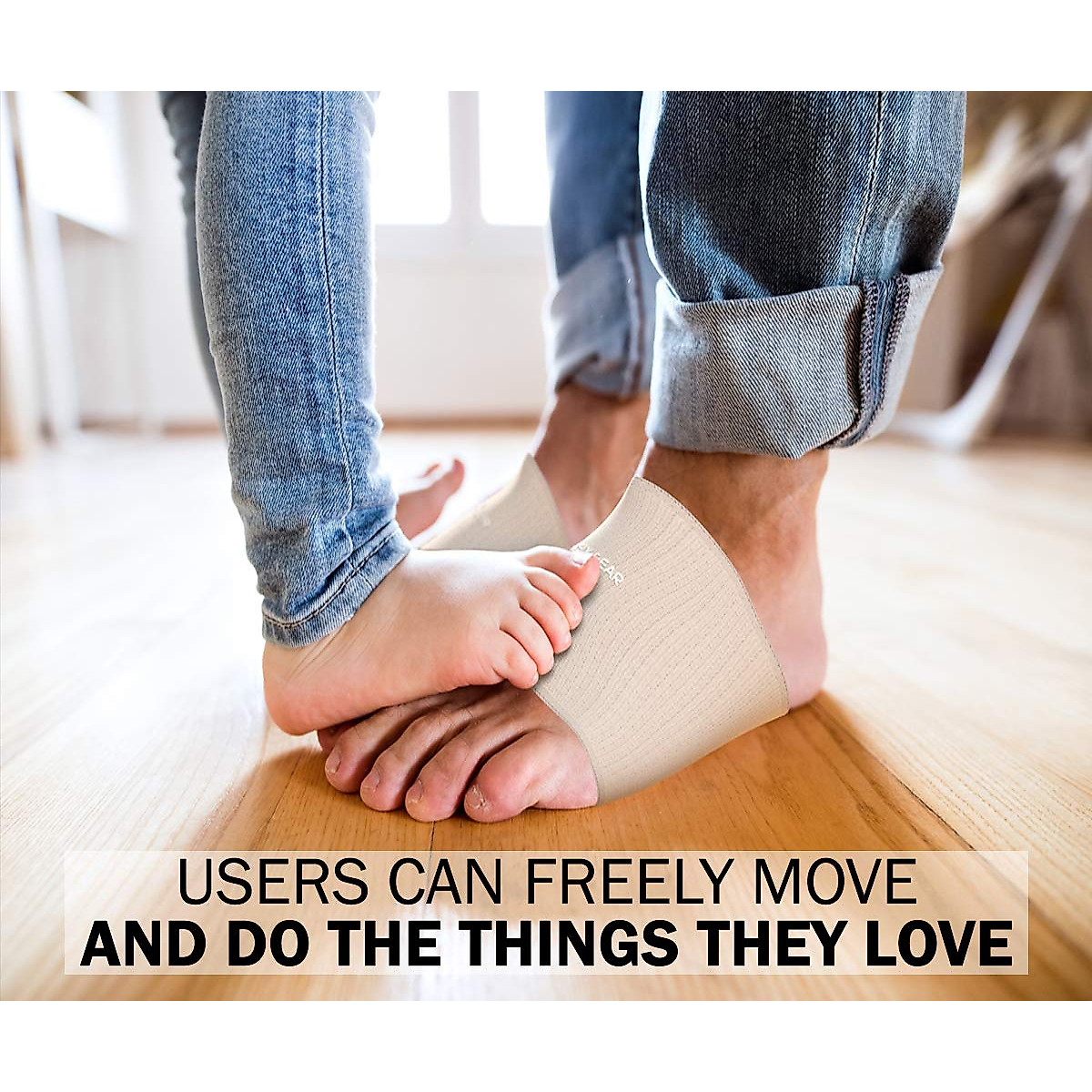 Physix Gear Sport Arch Supports for Plantar Fasciitis Relief (1 Pair) - Foot Sleeve Arch Support for Flat Feet, Plantar Fasciitis Wrap, Arch Compression Support Sleeves, Fast Relief (Beige, M)