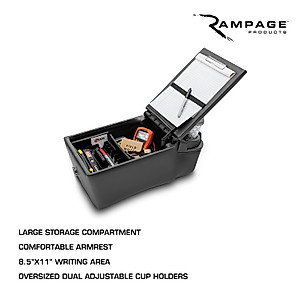 Rampage Universal Truck Bench Seat Contractor Console with Oversized Adjustable Cup Holders | Charcoal Color | 39423