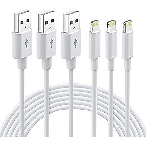 Lightning Cable MFi Certified - iPhone Charger 3Pack 6FT Lightning to USB A Charging Cable Cord Compatible with iPhone 14 13 12 Mini Pro Max SE 11 Xs Max XR X 8 7 6 Plus 5S iPad Pro Airpods - White