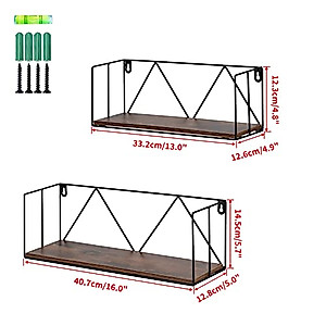 Amazon Brand – Pinzon 2 Pack Rustic Wooden Floating Shelves, Wall Mount Storage Shelf for Bathroom Bedroom Office Kitchen (Set of 2)
