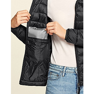 TSLA Women's Lightweight Packable Accent Puffer Jacket, Water-Resistant Winter Coat, Ascent Puff Packable Jacket Black, XX-Large