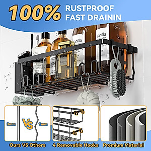 Prlsca Shower Caddy 4 Pack - Adhesive Shower Organizer, Wall Shelf for Inside Shower Storage with Soap Dish&Hook，No Drilling Rustproof Shower Shelves for Home Decor & Bathroom Accessories & Kitchen