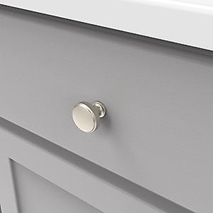 Hickory Hardware Kitchen Cabinet Knobs, Quality Drawer and Dresser Knob, Handle Pulls for Cabinet Doors, Bathroom Drawers, 1-1/4 Inch, Satin Nickel, Piper Collection