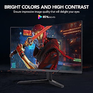 KOORUI Gaming Monitor, QHD 2560P Computer Monitor, 144Hz 27 Inch Monitor (1ms, 1800R Curved VA Panel, DP1.2+HDMI*2, AdaptiveSync, Narrow Bezel with Ultra-Thin), Tilt Adjustable,Eye Care