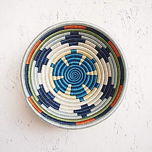 Small African Basket- Mwangaza/Rwanda Basket/Woven Bowl/Sisal & Sweetgrass Basket/Blues, Orange, Green, Yellow, White