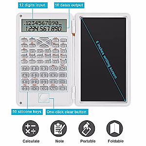 LINGSFIRE Scientific Calculator with Erasable Writing Board, 10-Digit LCD Display Foldable Desk Calculator Physics Graphing Calculator for Student Teacher Financial Office Business High School, White