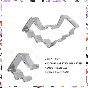 Halloween Themed Cookie Cutter Set, Stainless Steel Skull Bat, Pumpkin Ghost, Bottle Rattle,Onesie Baby Carriage, Biscuit Molds for Baby Shower