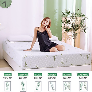 Opoiar King Size Mattress 10 Inch, Memory Foam Mattress Cooling Gel Bamboo Charcoal Infused for Pressure Relieving,Medium Feel,Fiberglass Free,Bed-in-a-Box,CertiPUR-US Certified, Made in USA