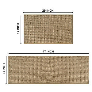Artoid Mode Washable Non Slip Kitchen Rugs and Mats Set of 2, Rubber Backing Absorbent Kitchen Mats for Floor Front of Sink - 17x29 and 17x47 Inch