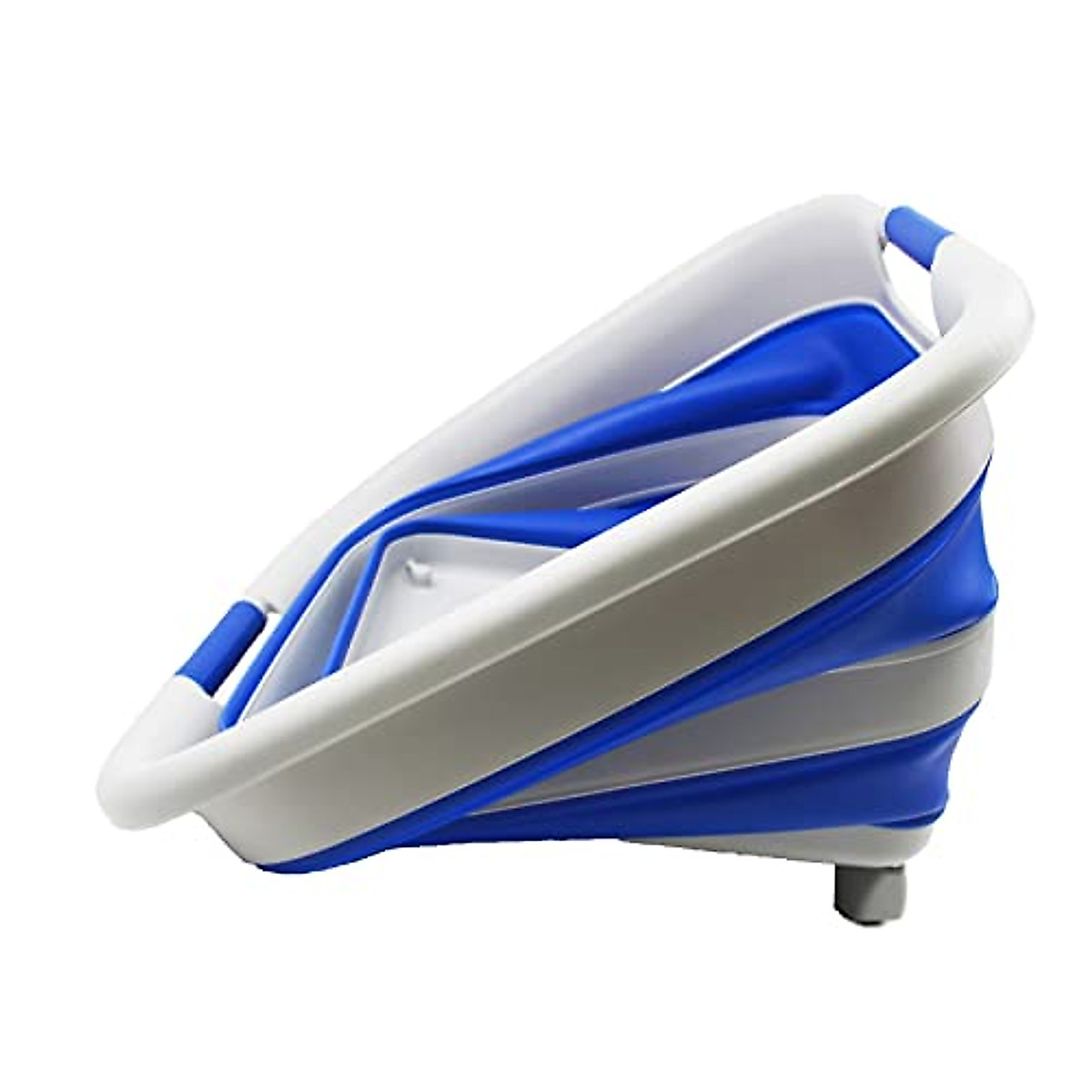 SAMMART 39L (10.3 Gallons) Collapsible Plastic Laundry Basket with Wheels-Foldable Pop Up Storage Container (1, Grey/Purplish Blue)