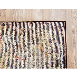 Unique Loom Vita Collection Traditional Over-Dyed Saturated Floral Medallions Area Rug, 8 x 10 ft, Navy Blue/Ivory