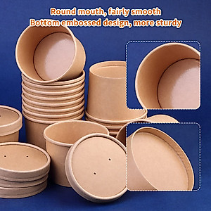[50 Pack] 12 oz Paper Soup Cups with Lids, Disposable Kraft Paper Soup Bowls, Paper Soup Containers To Go, Ice Cream Containers For Dessert Yogurt Ice Cream