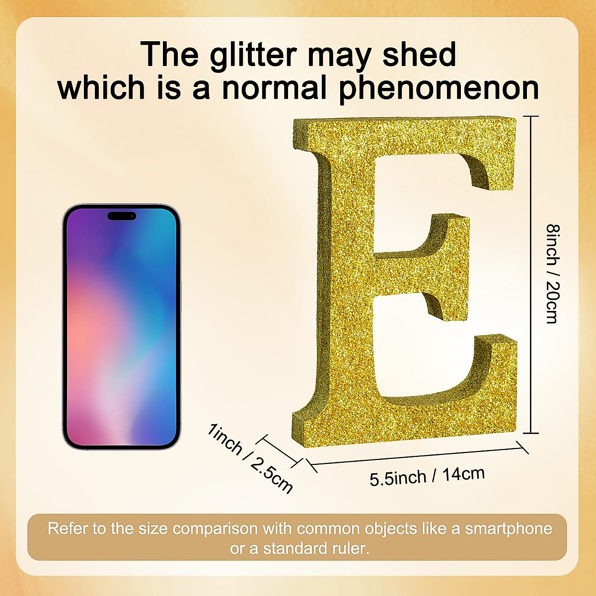 TONIFUL 8 Inch Gold Glitter Letter E Table Centerpiece A-Z Gold Birthday Party Decorations,Gold Alphabet E for Birthday,Chrismas,Graduation,Bridal Shower,Wedding,Anniversary Party Supplies