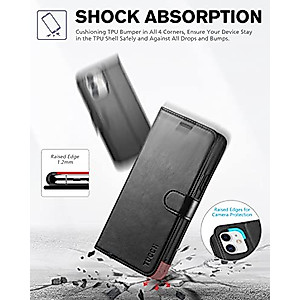TUCCH iPhone 11 Case, iPhone 11 Wallet Case with [RFID Blocking] Card Slots Stand Magnetic Closure, Protective PU Leather [Shockproof TPU] Flip Cover Compatible with iPhone 11 (2019 6.1 inch), Black