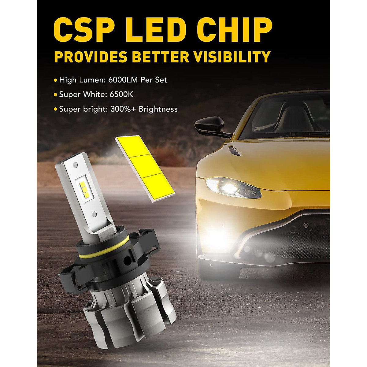 AUXITO 5202 LED Fog Light Bulbs, 6500K Cool White 6000 Lumen Plug And Play, 300% Brighter, 5201 PS19W 12085 PS24W Daytime Running Lights Replacement (Pack of 2)