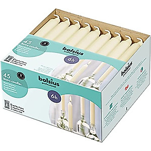 BOLSIUS Ivory Household Candles Bulk Pack 45 Count - Unscented Dripless 7 Inch Dinner Candlesticks - 6+ Hours Burn Time - Premium European Quality - Consistent Smokeless Flame - 100% Cotton Wick