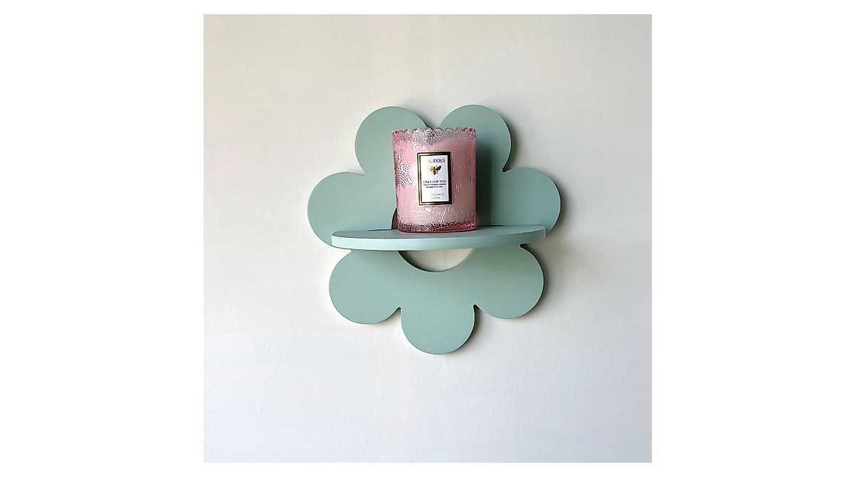 Cute Flower Floating Shelves - Sage Green Decor