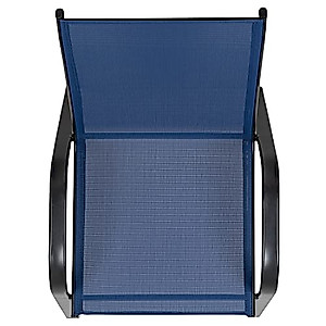 EMMA + OLIVER 5 Pack Navy Outdoor Stack Chair with Flex Comfort Material - Patio Stack Chair