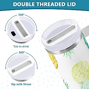 RPLIFE Fresh Pineapple Mix White 40 Oz Tumbler with Handle, Stainless Steel Cup, Insulated Coffee Mug with Lid