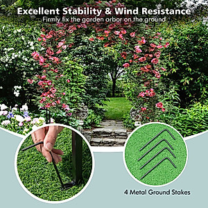 Giantex Garden Arch Trellis, 7.5FT High x 4.6FT Wide, Metal Garden Arbor Rose Arch for Climbing Plants, Wedding Archway with Stakes, Outdoor Trellises Pergola for Lawn Bridal Party Decoration