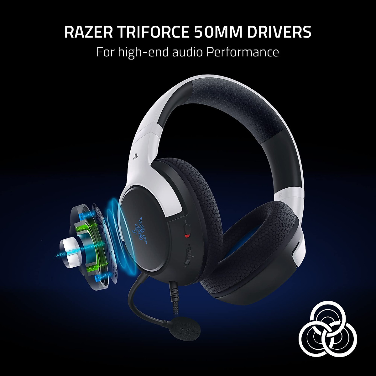 Razer Kaira X Wired Gaming Headset for PlayStation 5 / PS5, PS4, PC, Mac, Mobile: 50mm Drivers - HyperClear Cardioid Mic - Memory Foam Cushions - On-Headset Controls - White & Black