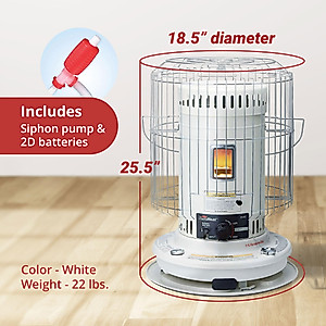 Sengoku Indoor & Outdoor Kerosene Heater, 23,500 BTU, Portable Use, White
