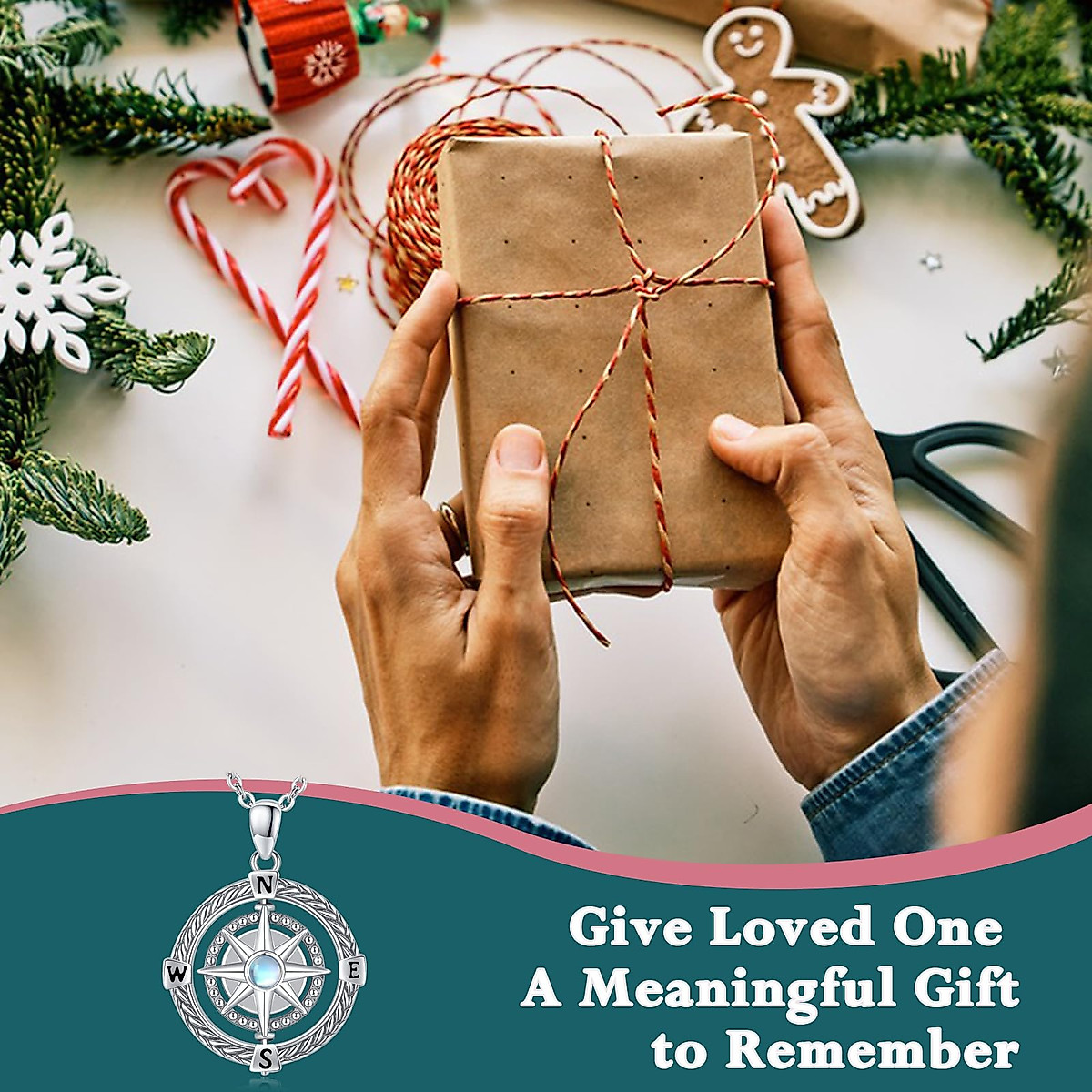 Go in the Direction of Your Dream Compass Necklace Irish Celtic Knot Round Medallion Compass Pendant for Men Women 925 Sterling Silver Moonstone Graduation Birthday Jewelry Gift 18"+2"