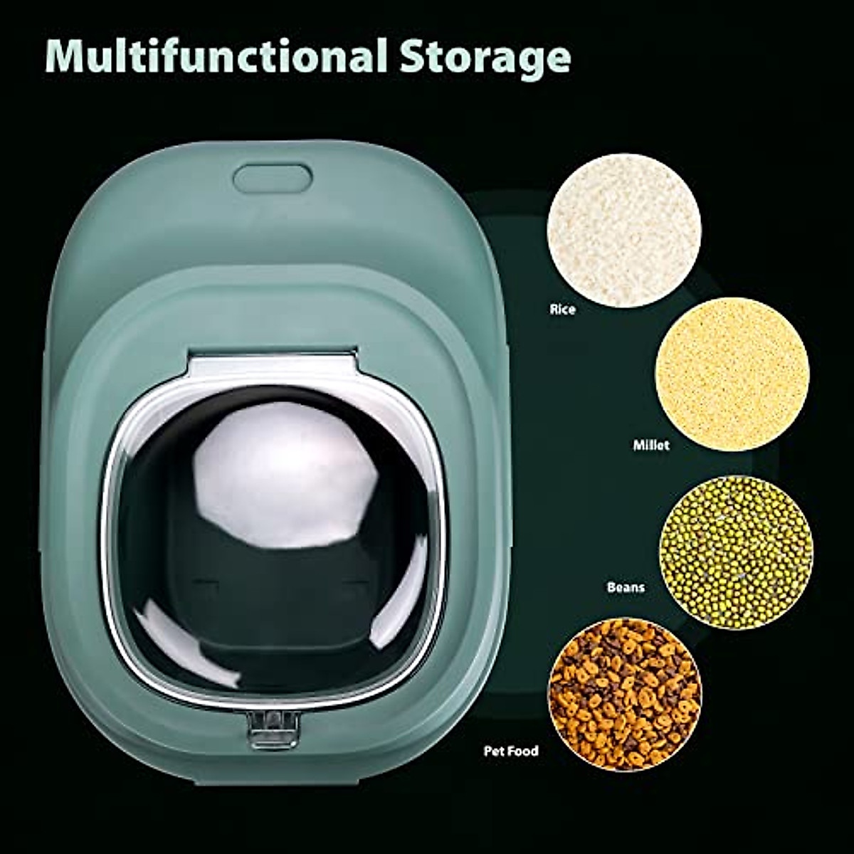 Viretec Large Rice Storage Container, 20lb to 50lb Collapsible Dry Food Storage Bins with Flip Lid and Rolling Wheel, Kitchen Organization Pantry to Store Cereal Flour, Dog Cat Food Storage Container