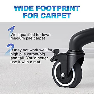 WUDOYO Professional Locking Office Chair Wheels with Brakes Wide Rubber Heavy Duty Replacement for Carpet Wood Tile Floor(with 5 Locks)