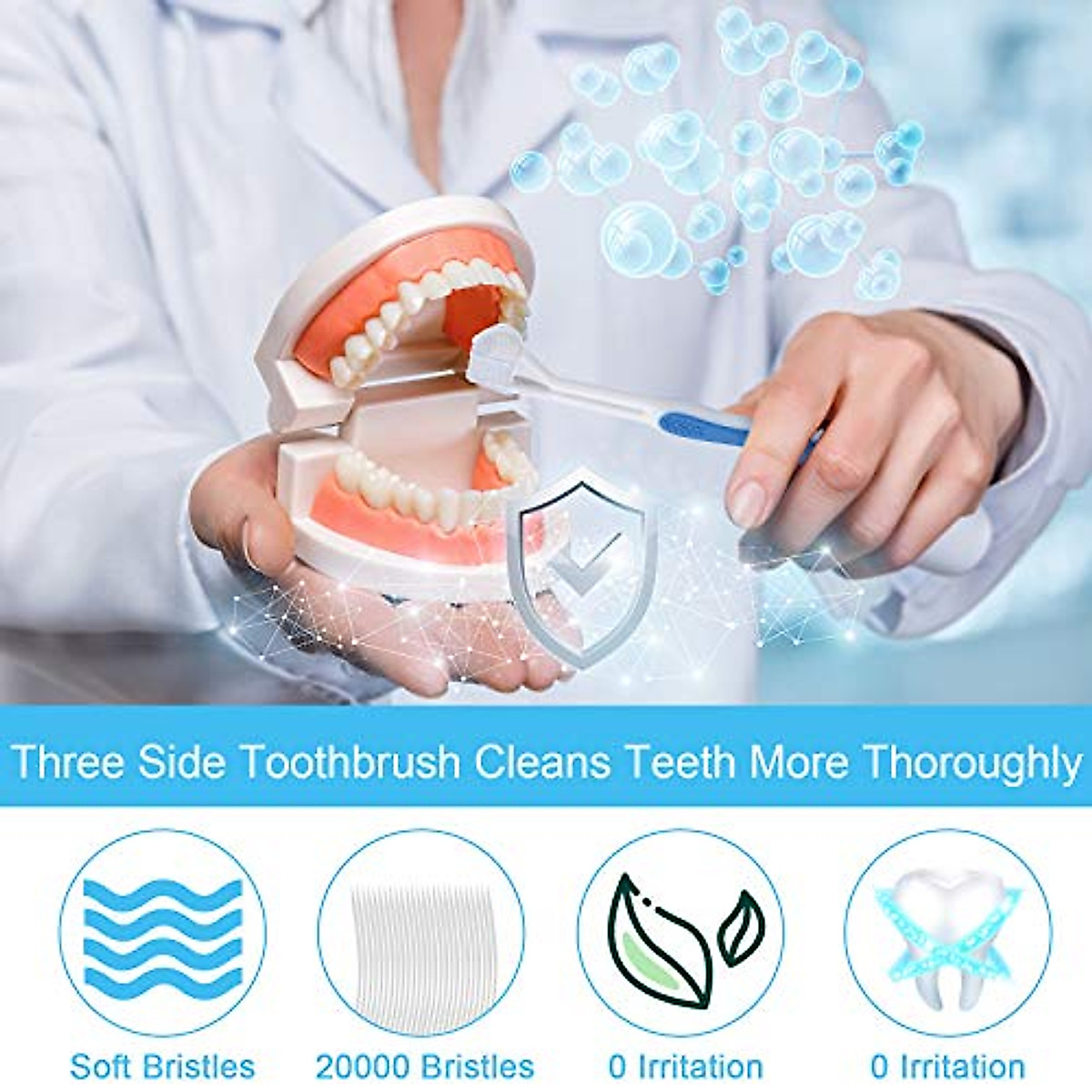 Patelai 8 Pieces Autism Toothbrush for Adult Kids Teeth Care Soft Toothbrush 3 Bristle Toothbrush Manual Toothbrush Nice Angle Bristles for Deep Cleaning Each Tooth, Red, Orange, Blue, Green