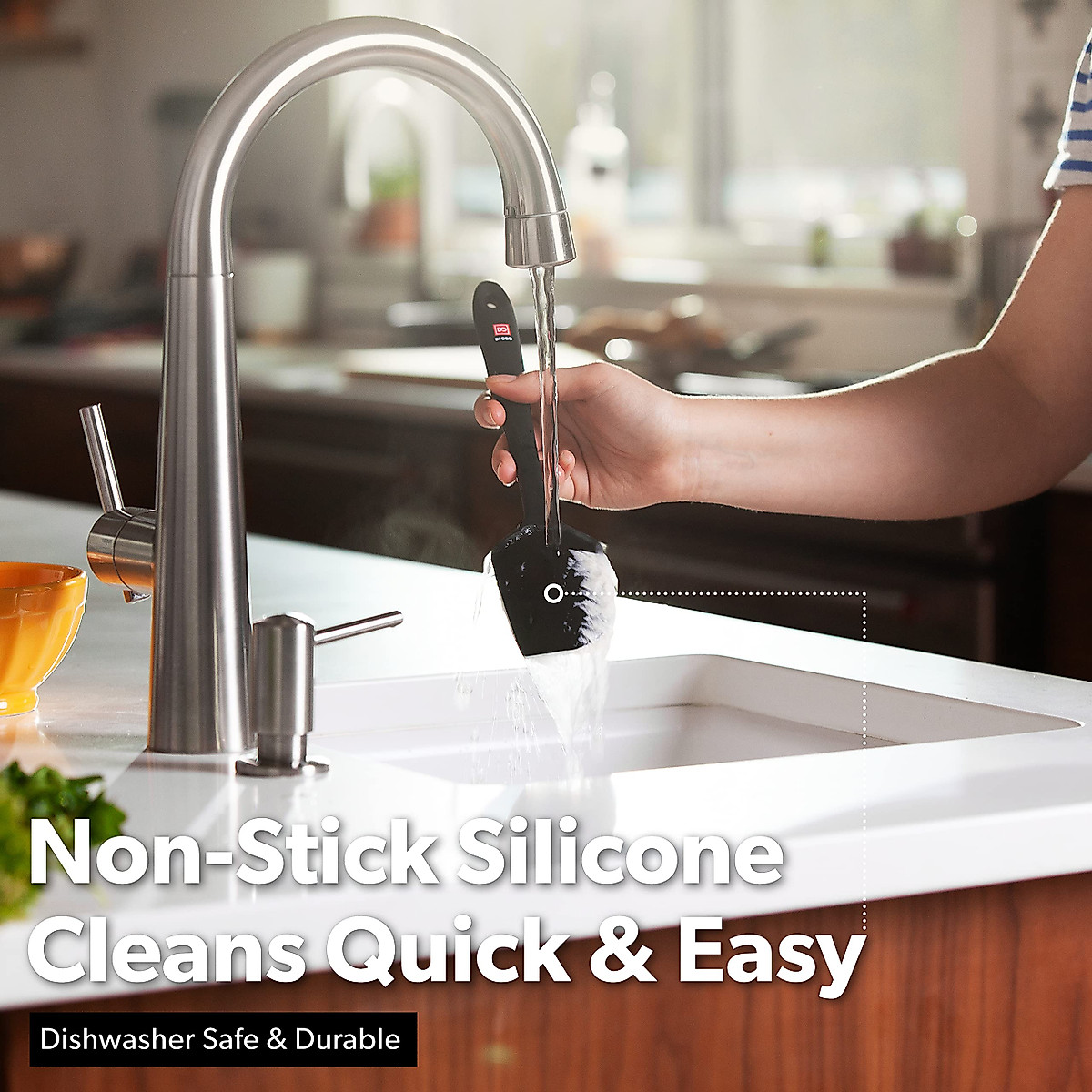 DI ORO 8-Piece Silicone Kitchen Utensil Set - 600°F Heat-Resistant Nonstick Flexible Seamless Silicone Turner Spatulas, Spoons, & Ladle - Nonstick Cookware Safe Tools for Baking & Cooking - BPA Free