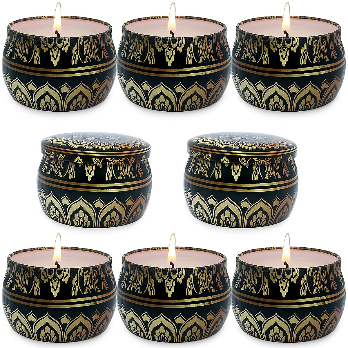 Iwaxlife 8 Packs Outdoor Citronella Candles,100 percent 4.4oz Soy Wax Portable Tin Candles for Home Backyard Garden,Outdoor and Indoor