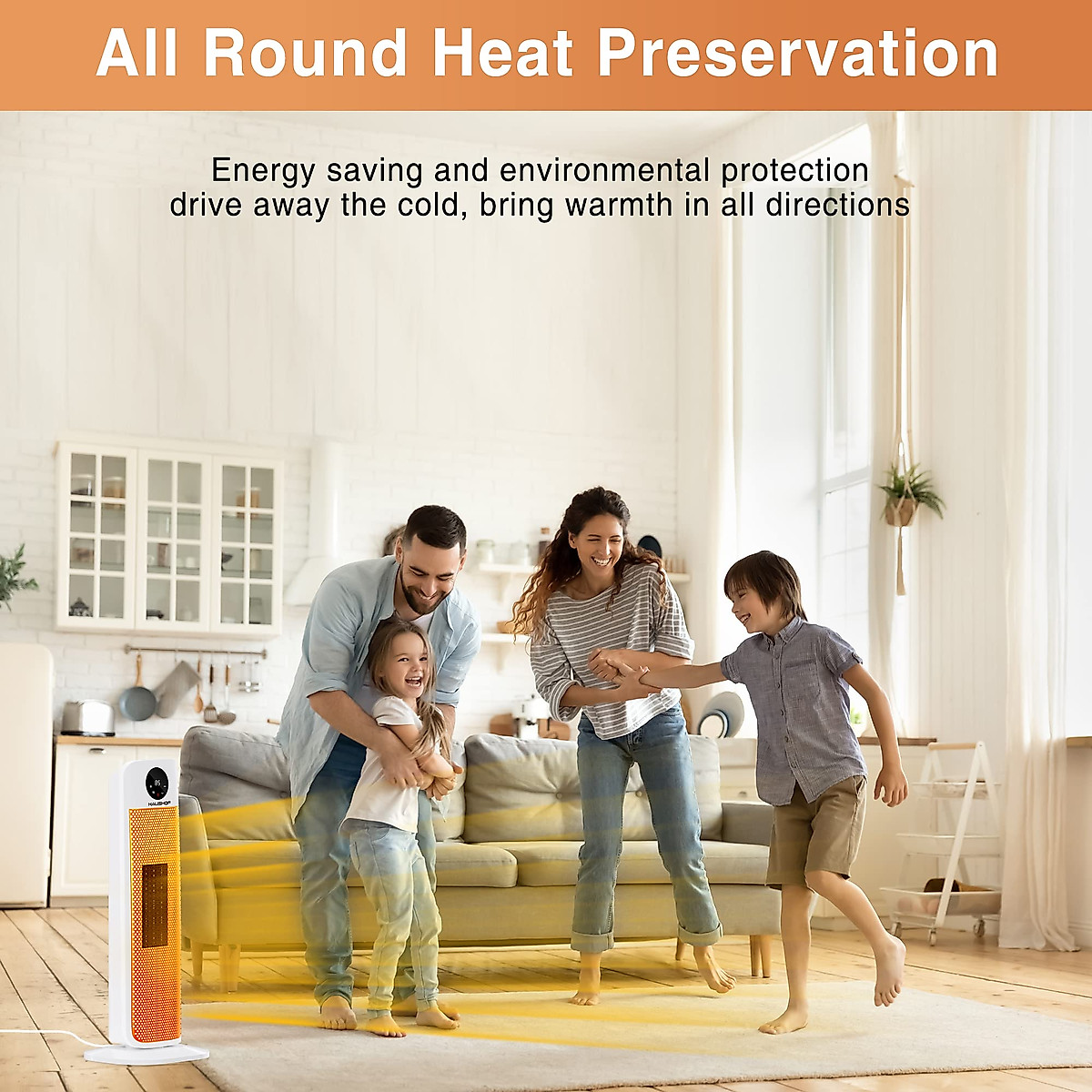 HAUSHOF 1500W Tower Space Heater, 1-24h Timer Digital Ceramic Heater with Touch& Remote Control, Overheat Protection, Safe for Home Office