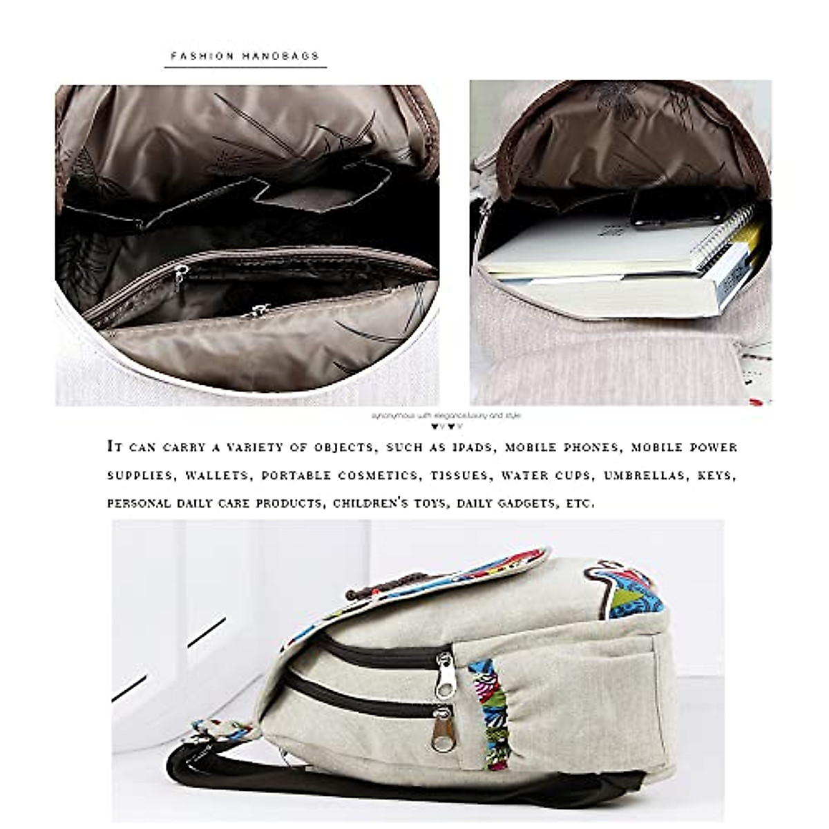 HUANGGUOSHU Hippie Backpack Purse for Women - Small Convertible Backpack Sling Bag with Mushroom Boho Fashion Statement(Flower B)