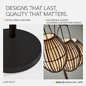Adesso 4026-26 Maui Arc Lamp, 82 in, 3x60W Incandescent,13 CFL, Antique Bronze, 1 Floor Lamp