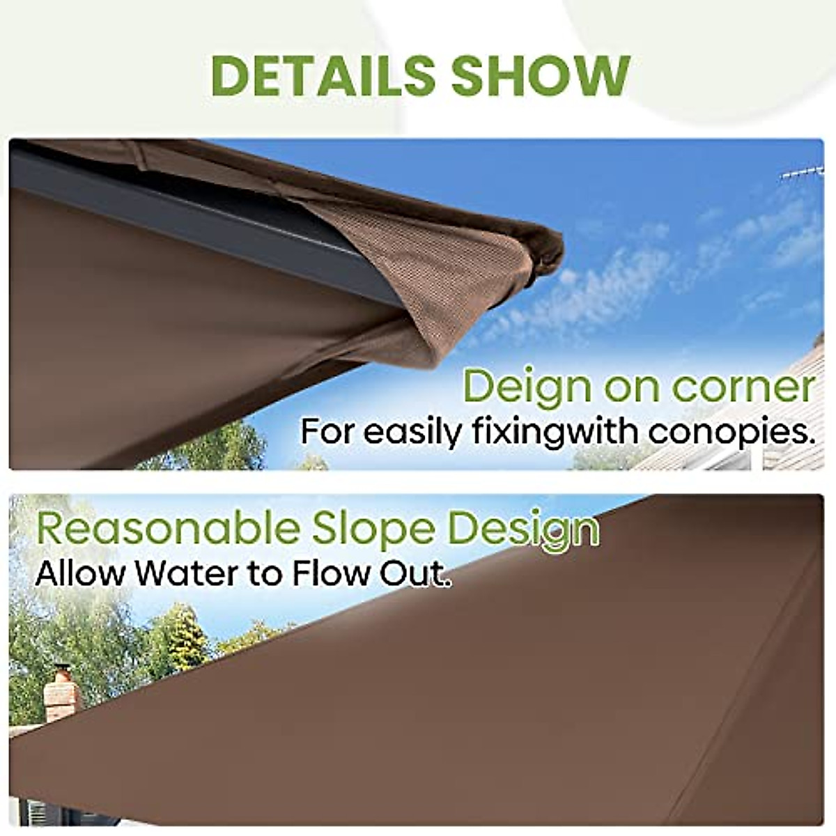 Grill Gazebo Replacement Canopy Top Roof, EasyLee 5x8 Canopy Top Cover, Double Tiered BBQ Gazebo Cover, Fits for Gazebo Models L-GG001PST and L-GZ238PST(Khaki)