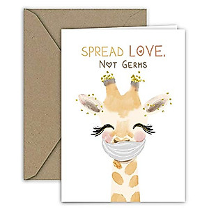 Paper Frenzy Masked Animals Quarantine Notes for Social Distancing Greeting Cards - 5 Different Designs (5 Cards per Design - 25 Total Cards)