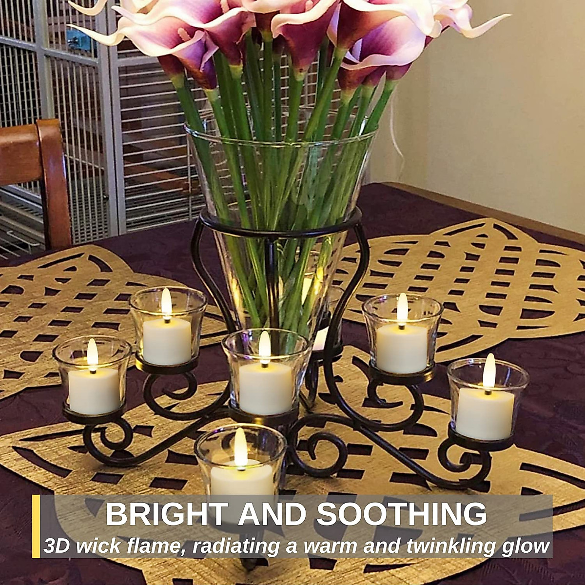 Homemory Rechargeable Candles Tea Lights with Remote Timer, LED Tea Lights Candles Battery Operated, Rechargeable Flameless Candles for Home Decor Seasonal Decor, Dia 1-1/2‘’ X H 2-1/3'', 6-Pack