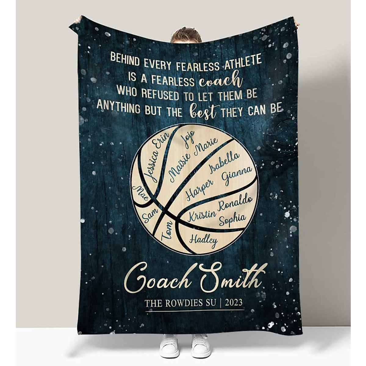 Rimmer Personalized Thank You Basketball Coach Blanket, Team Gifts for Basketball Player, Anniversary Present for Basketball Coach, Great Gifts for Sports Fans on Christmas Birthday Fathers Day