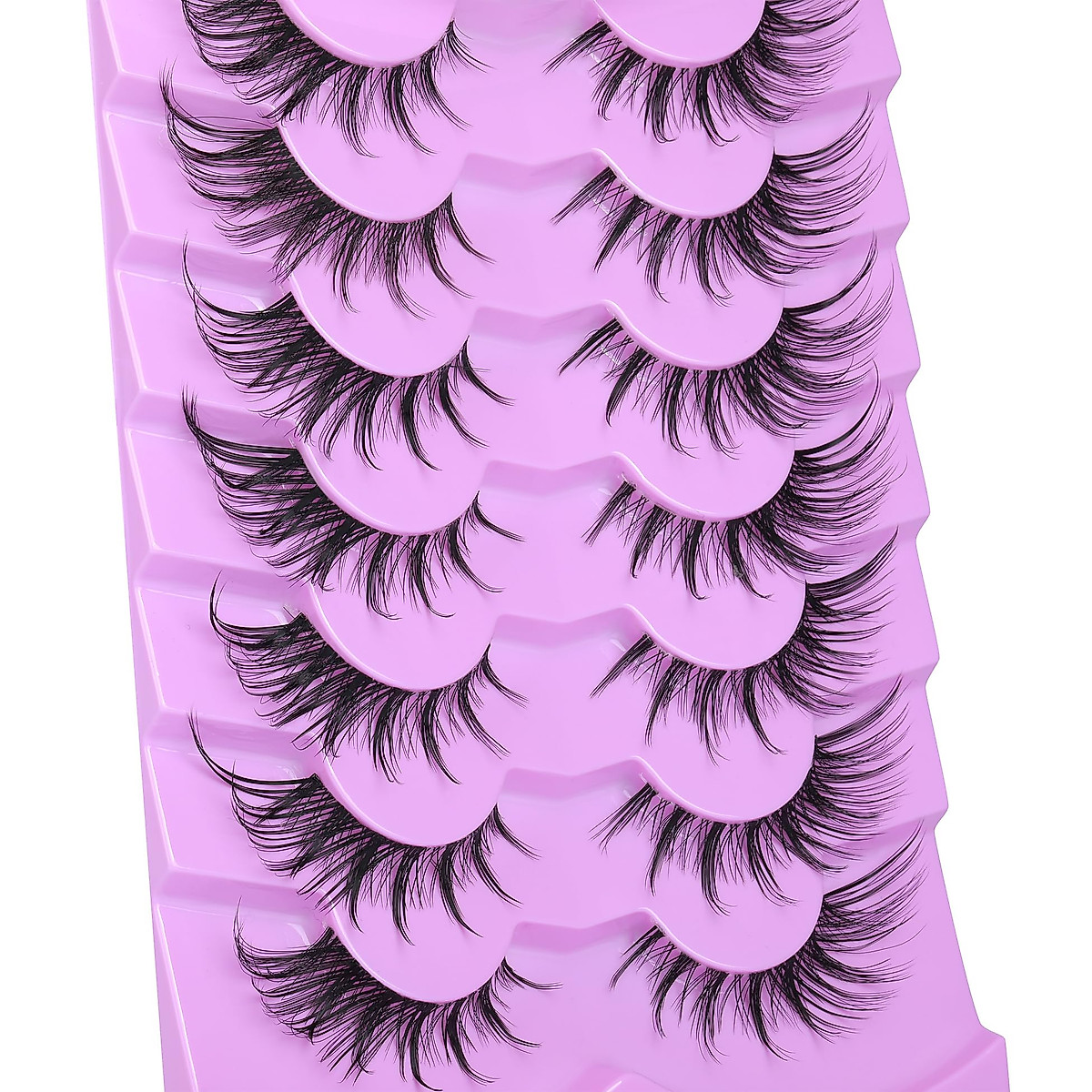 ALICE Manga Lashes Fox Eye False Clear Band Cat Wispy Anime Eyelashes Spiky Cosplay Fake Eye Lashes 7 Pairs Pack