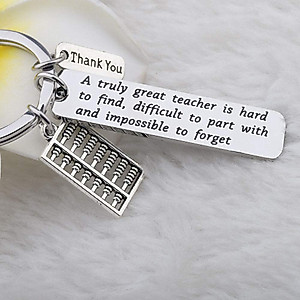 Math Teacher Thank You Keychain A Truly Great Teacher is Hard to Find Retirement Gift for Teacher (Abacus)