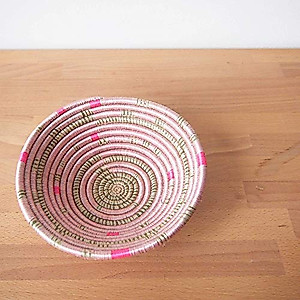 Small African Basket: Muyaga/Rwanda Basket/Woven Bowl/Sisal & Sweetgrass Basket/Pinks, Sweetgrass