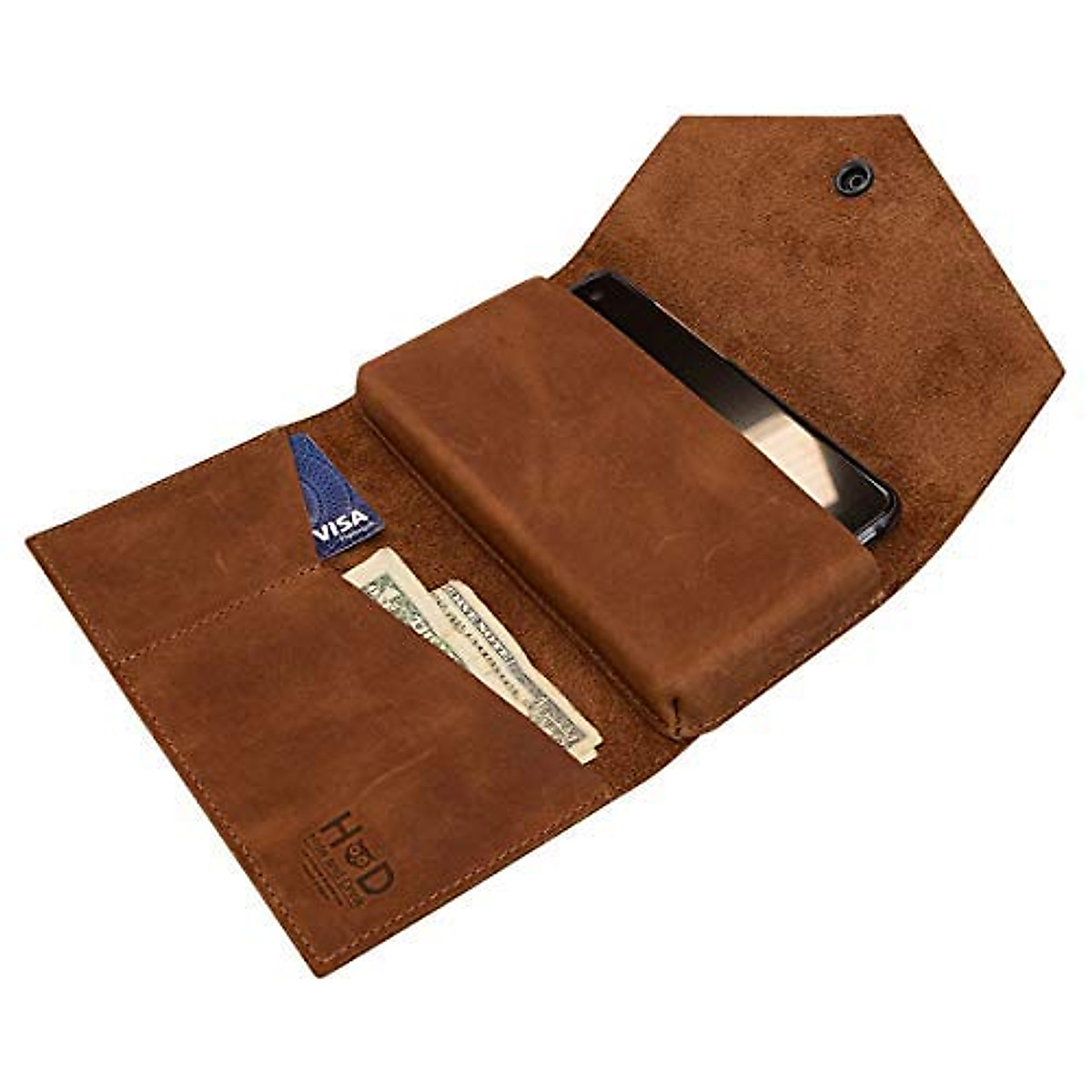 Hide & Drink, Cell Phone Wallet Handmade from Full Grain Leather (Sangria)